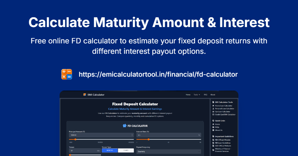 Fixed Deposit (FD) Calculator | Calculate Maturity Amount & Interest